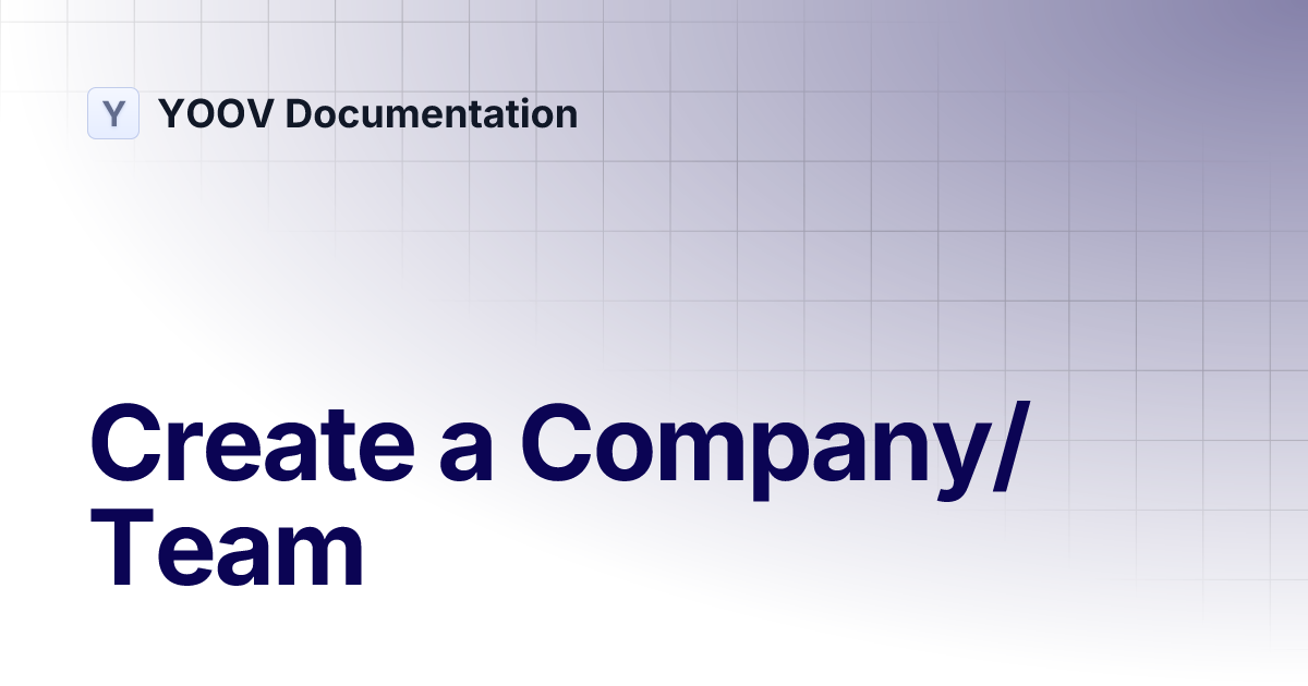 Create a Company/ Team | YOOV WORK
